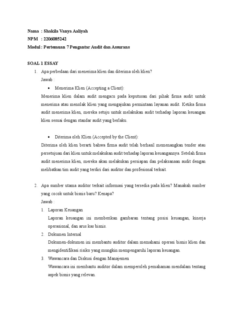 Modul Pertemuan 7 Audit | PDF