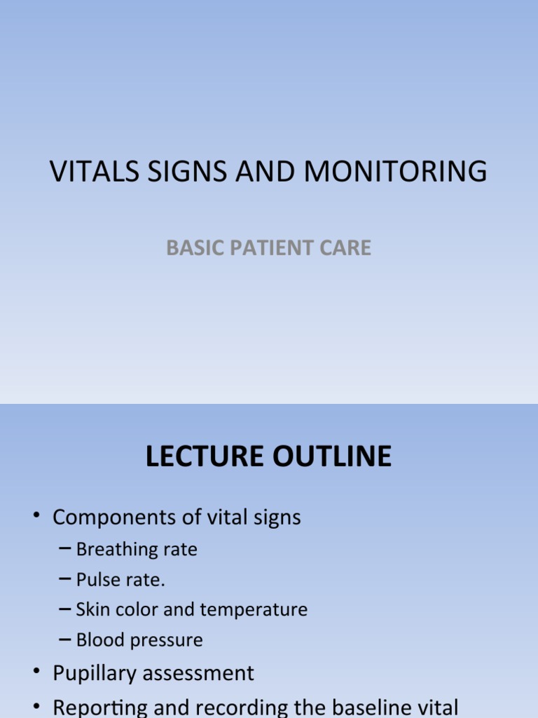 Lecture 1 Vitals Signs and Monitoring | PDF | Breathing | Pulse