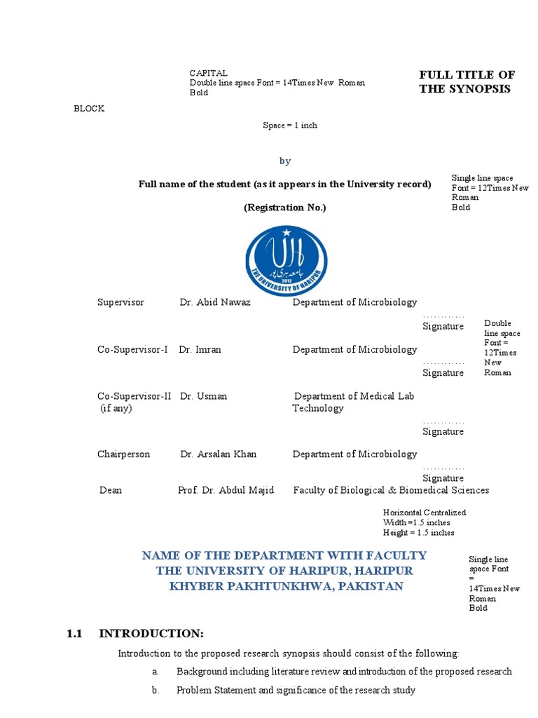 Synopsis Format New | PDF