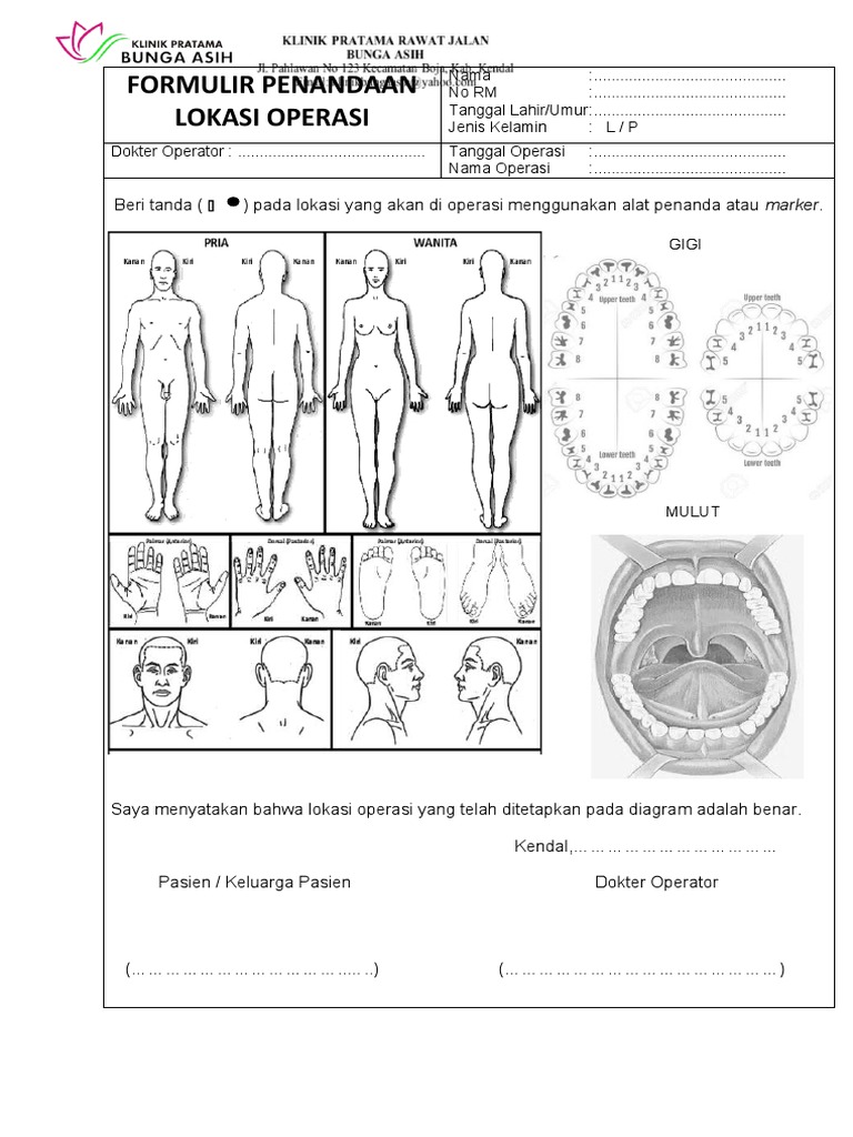 Formulir Penandaan Operasi Klinik Bunga Asih | PDF