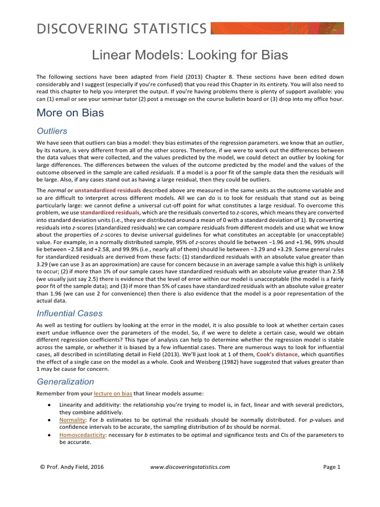 Linear Models Bias | PDF | Errors And Residuals | Dependent And Independent Variables