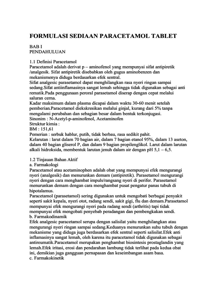 Formulasi Sediaan Paracetamol | PDF