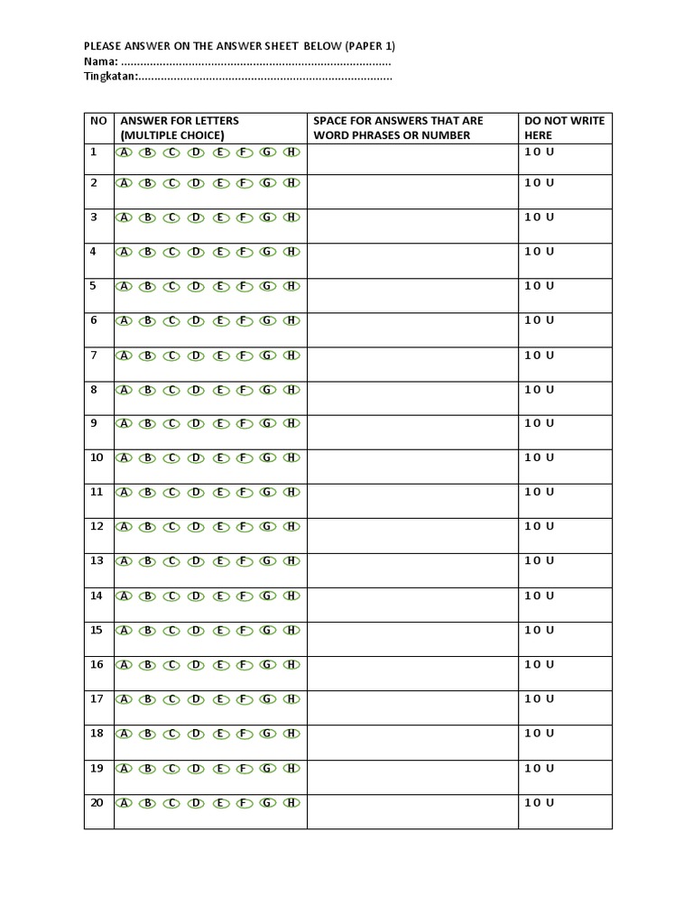 Omr Own Creation Real SPM Format | PDF