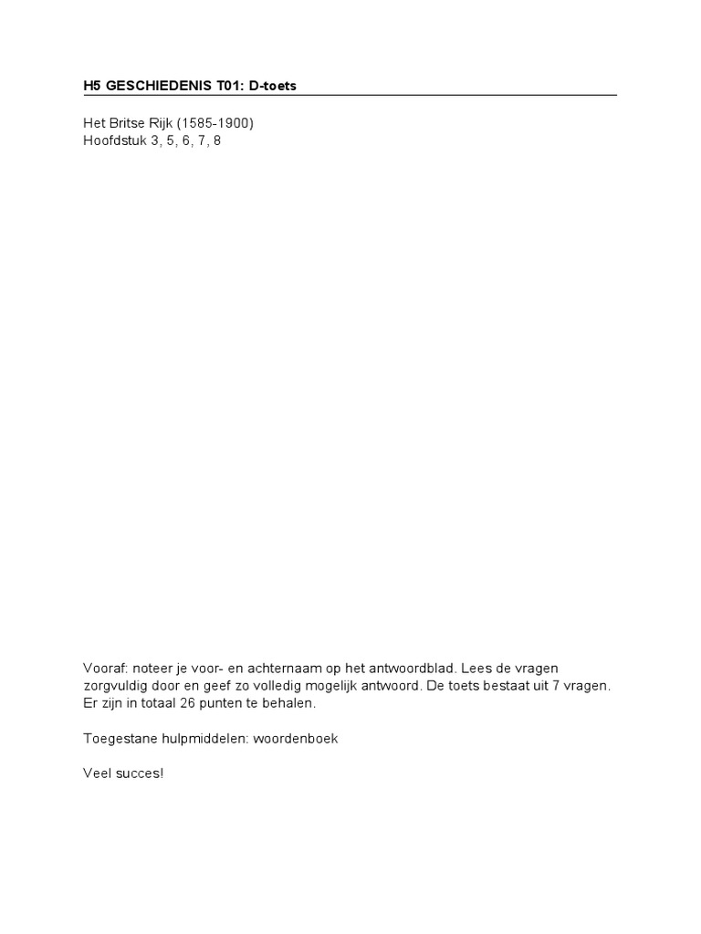 H5 GS T01 2021 Dtoets2 - Correctiemodel | PDF