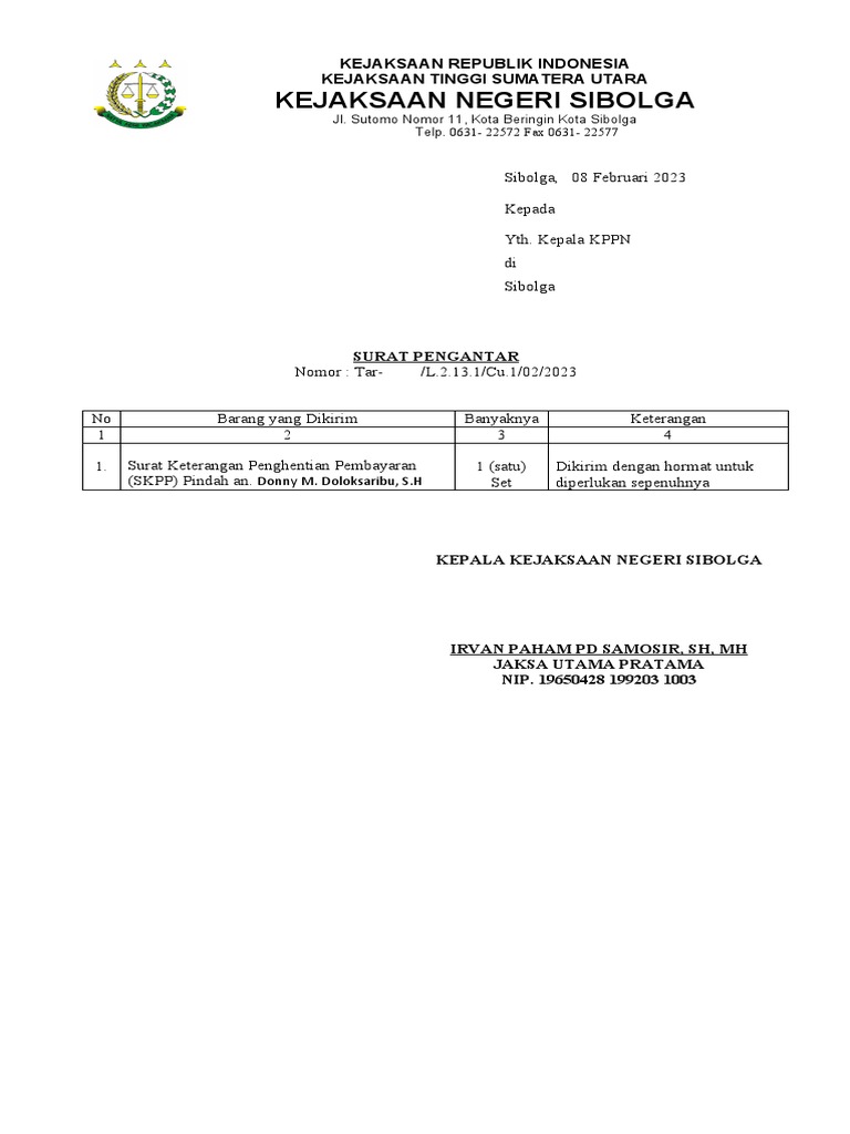Surat Pengantar SKPP | PDF
