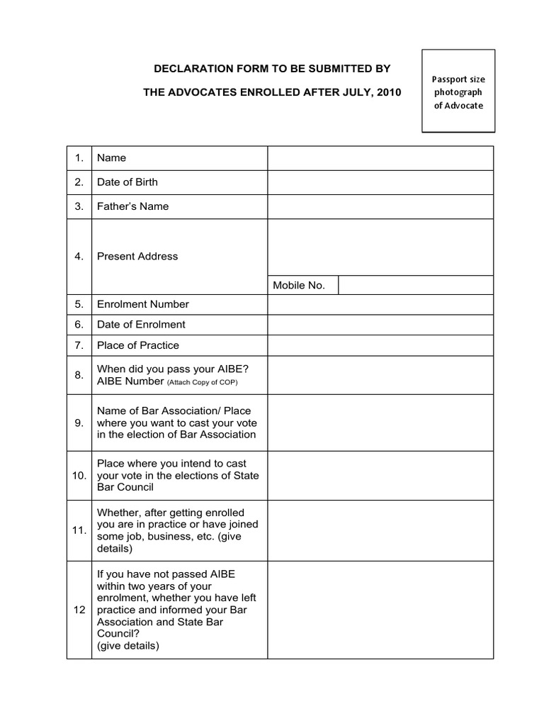 Advocate Declaration Form Submission | PDF