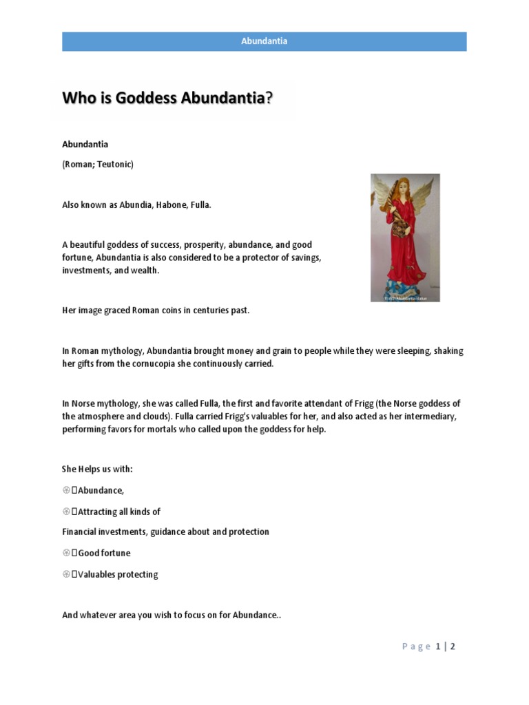 Goddess Abundantia | PDF