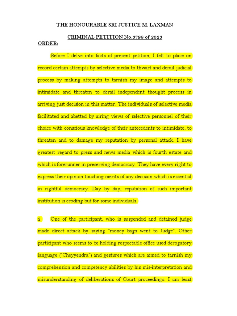 Avinash Reddy Order | PDF | Bail | Arrest