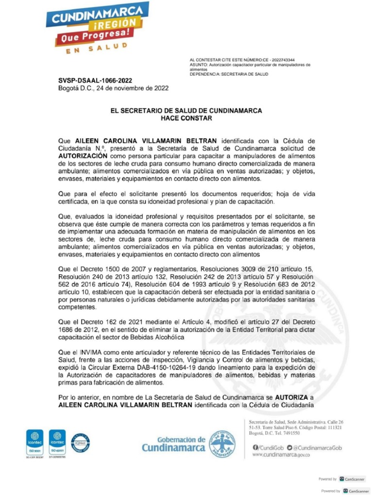 Autorización 2022 ECV | PDF