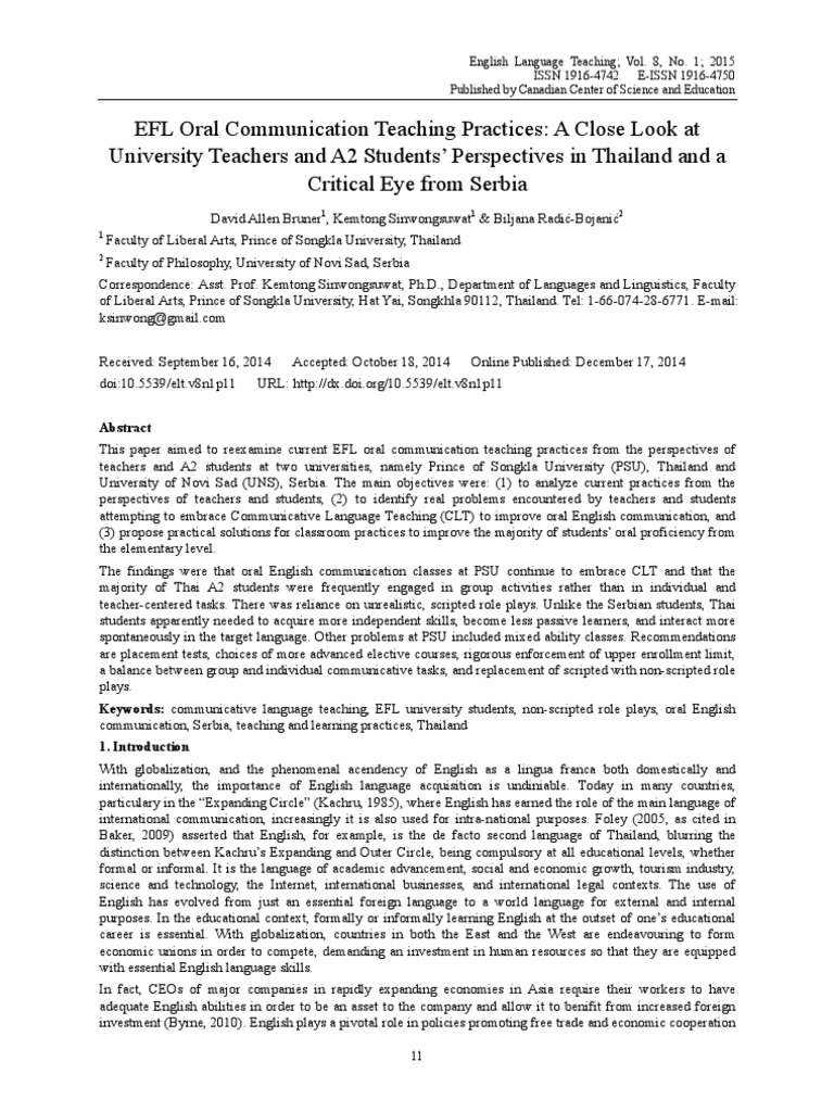 EFL | PDF | English As A Second Or Foreign Language | Teachers