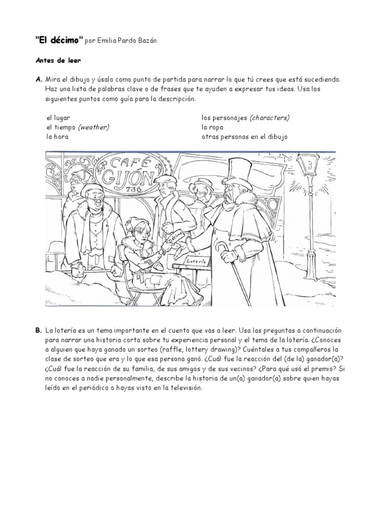 El Décimo Por Emilia Pardo Bazán | PDF | Cuentos | Narración