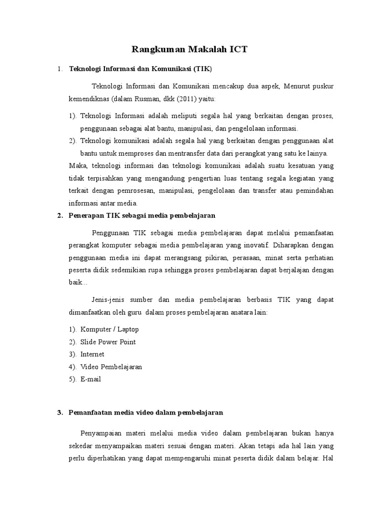 Rangkuman Makalah ICT | PDF