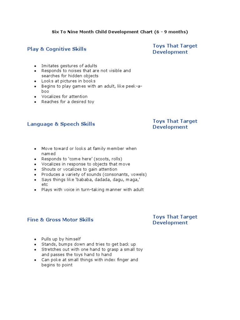 6 - 9 Month Child Development Chart | PDF
