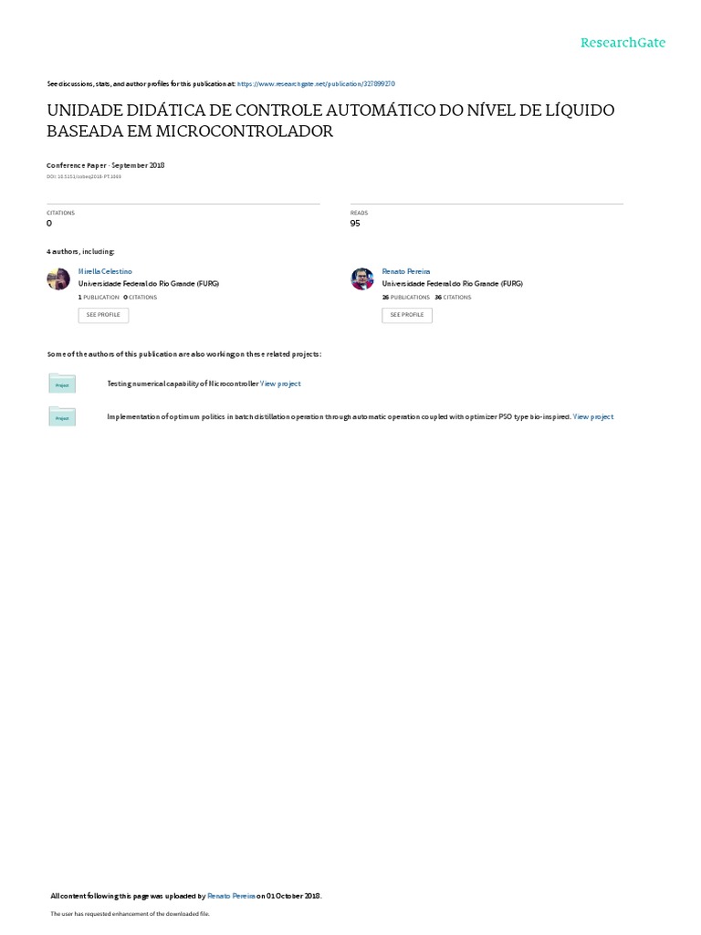 Controle Automático Do Nível de Líquidos - Ross (2018) | PDF