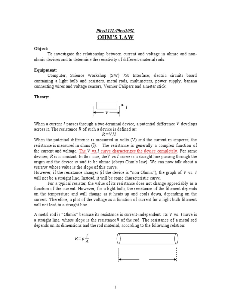 Ohms Law Manual | Download Free PDF | Electrical Resistance And Conductance | Resistor