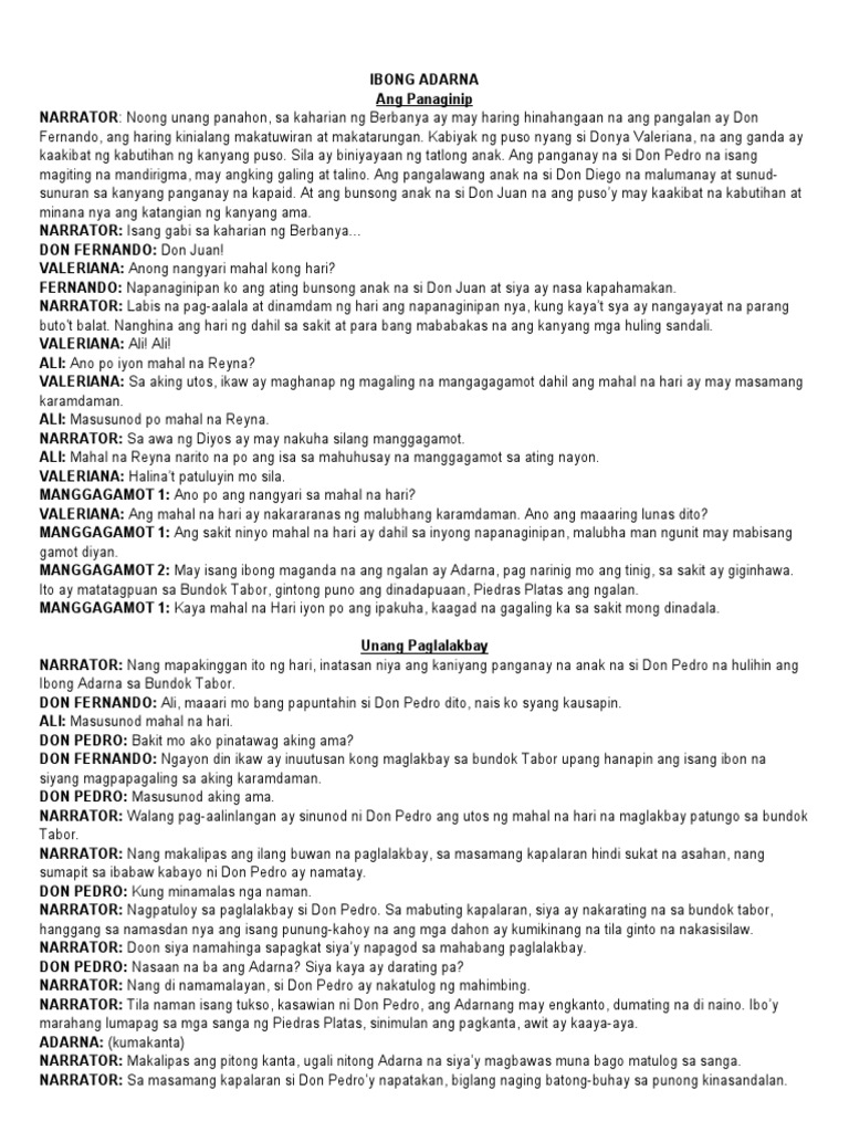 Ibong-Adarna Script | PDF