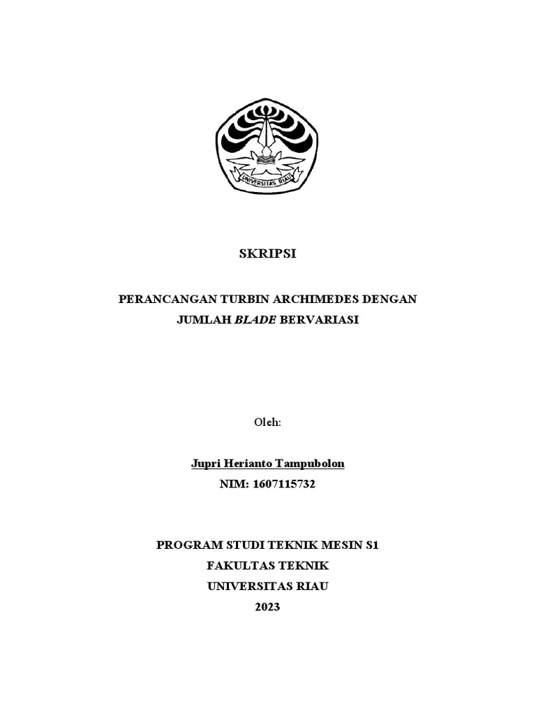 COVER SKRIPSI Teknik Mesin Unri 2023 | PDF