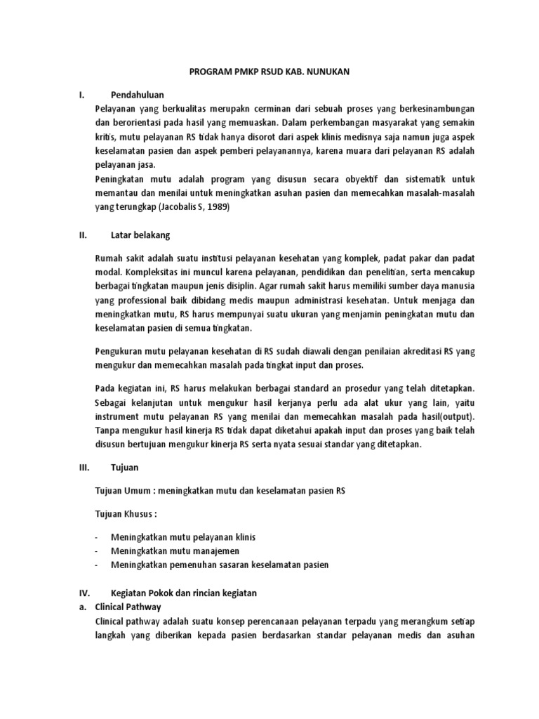 Program PMKP Rsud Kab | PDF