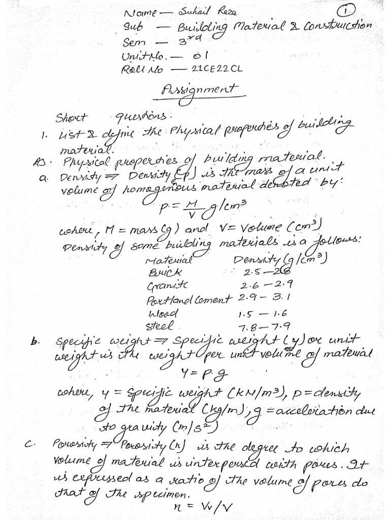 Building Materials Unit 1 Notes | PDF