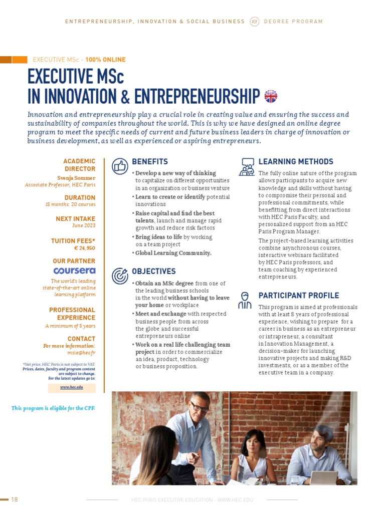 Executive Msc In Innovation And Entrepreneurship Pdf