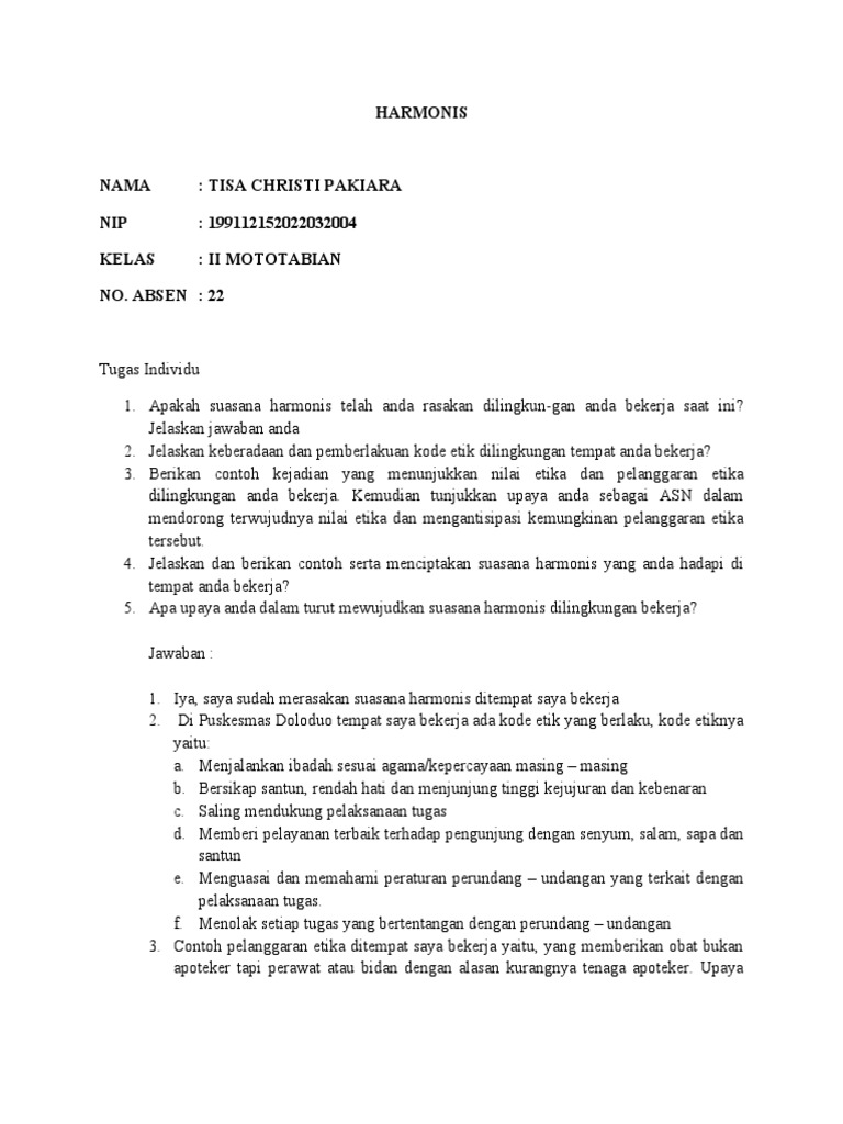 Tugas Materi Harmonis | PDF
