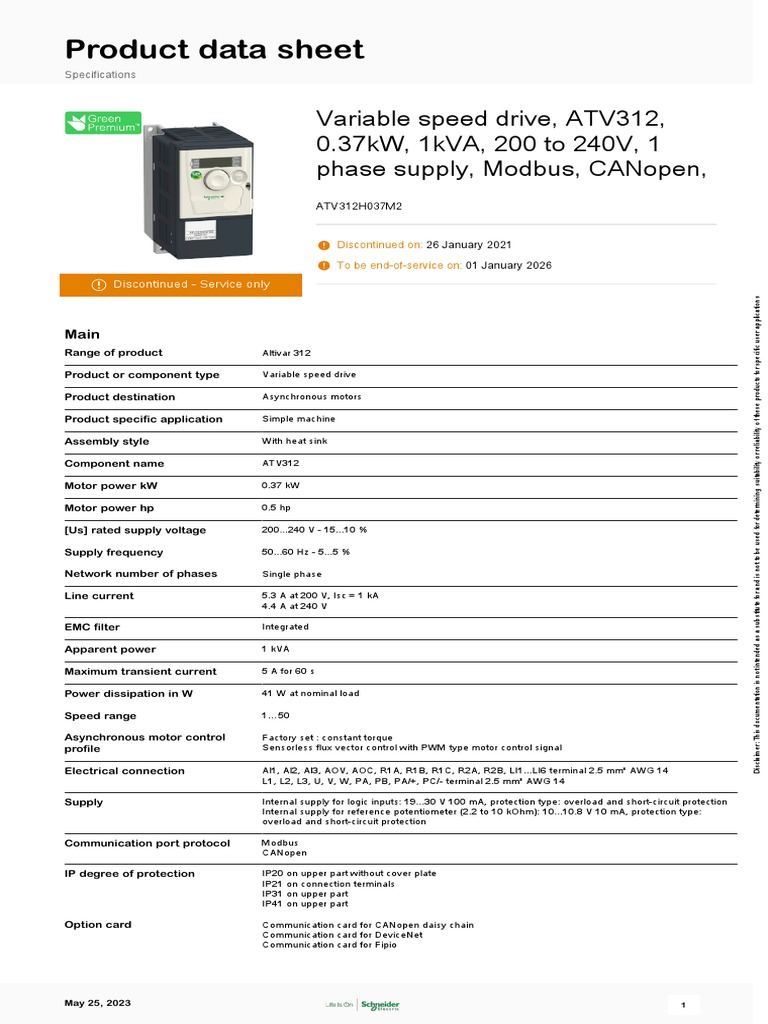 Altivar 312 - ATV312H037M2 | PDF | Electric Motor | Electric Power ...