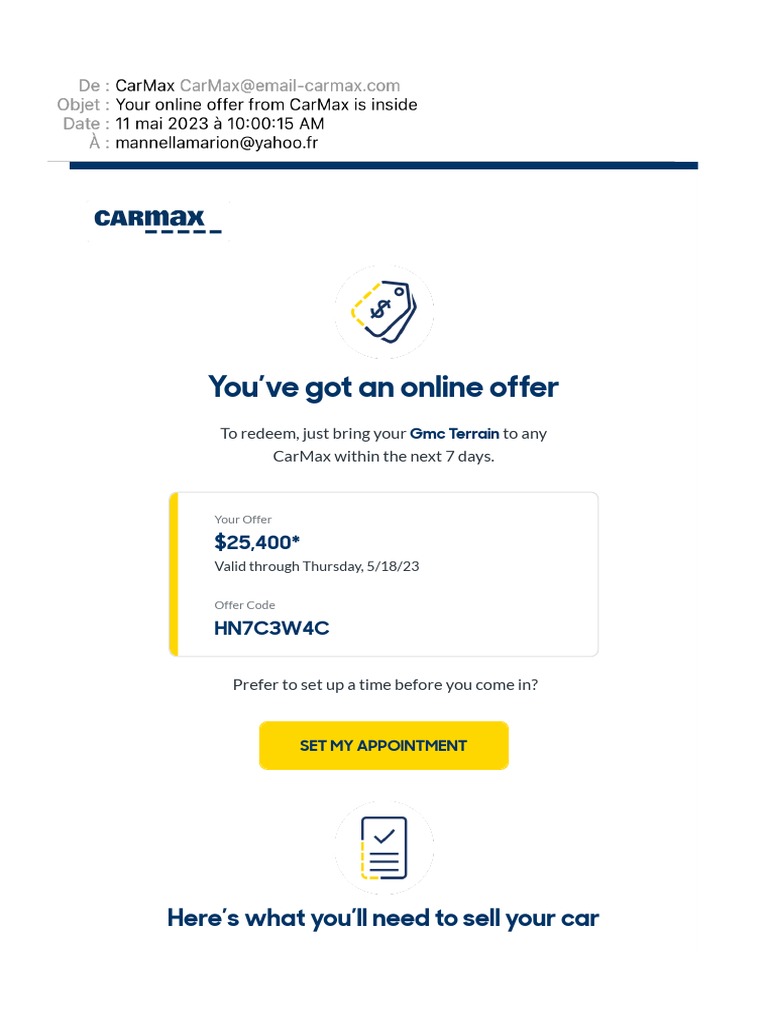 CarMax Online Offer Details and Process | PDF | Business | Law