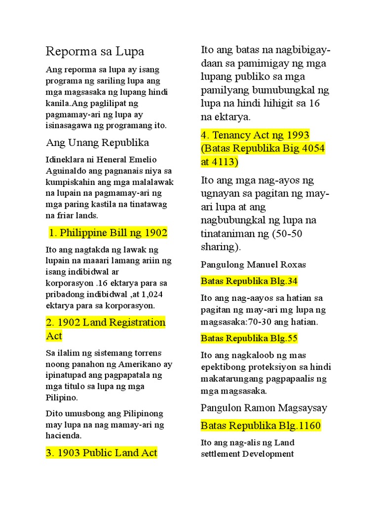 Reporma Sa Lupa | PDF