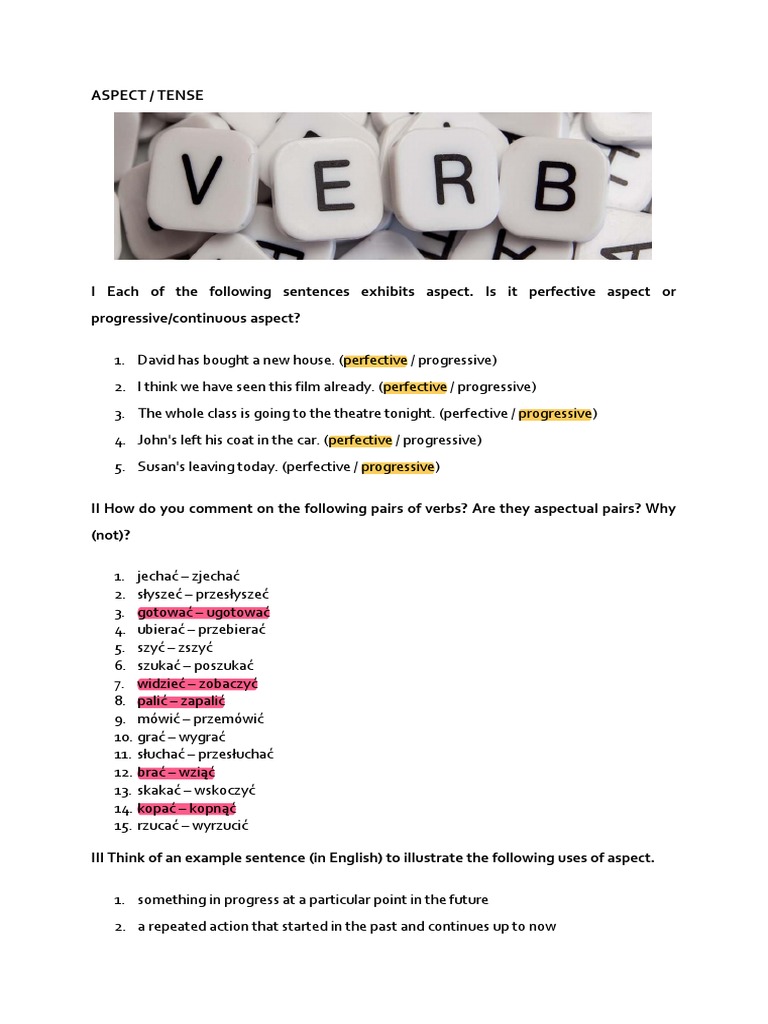 Aspect Tense 2021 | PDF | Grammatical Tense | Perfect (Grammar)