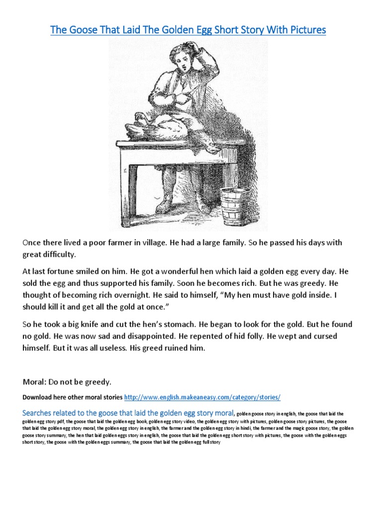 The Goose That Laid The Golden Egg Story | PDF