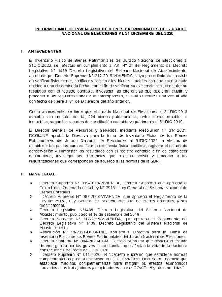 Informe Final Inventario Final 2020 Ultimo | PDF | Contabilidad