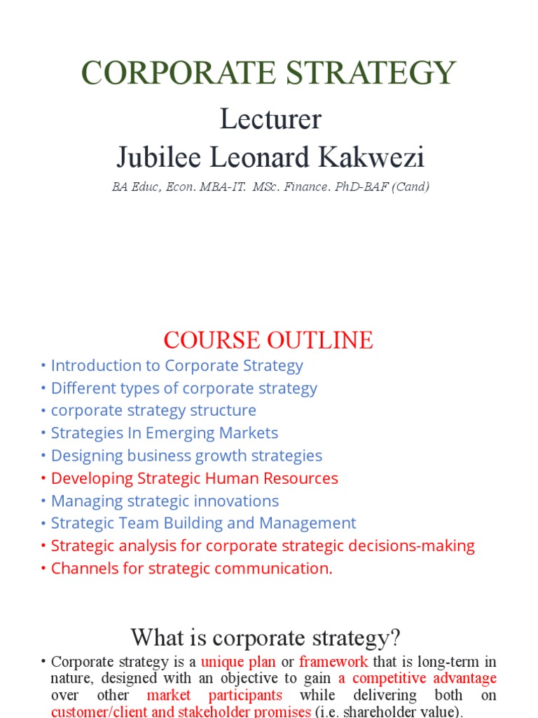 Introduction To Corporate Strategy | PDF | Strategic Management | Lean ...