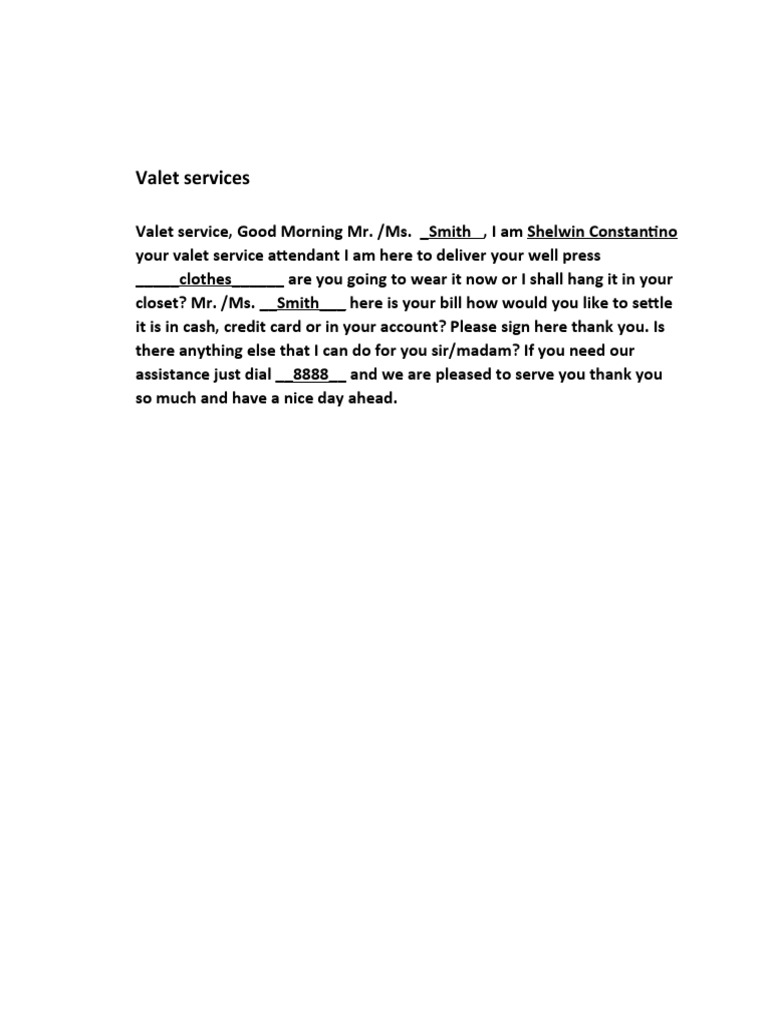 Valet Service | PDF