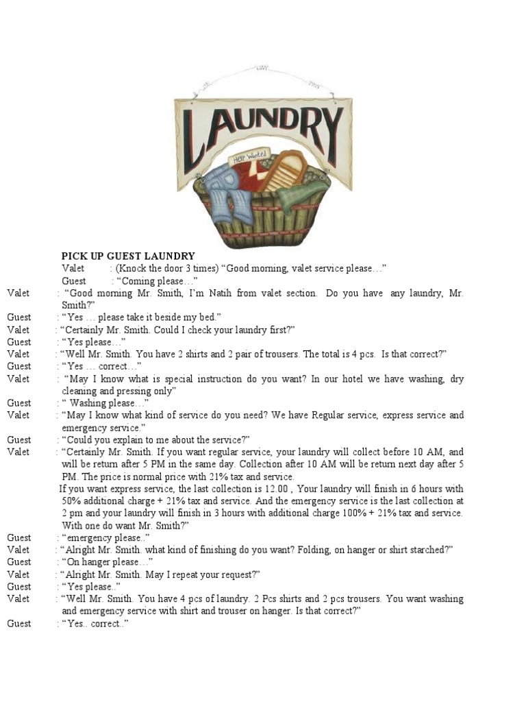 Pick Up Guest Laundry | PDF | Hotel
