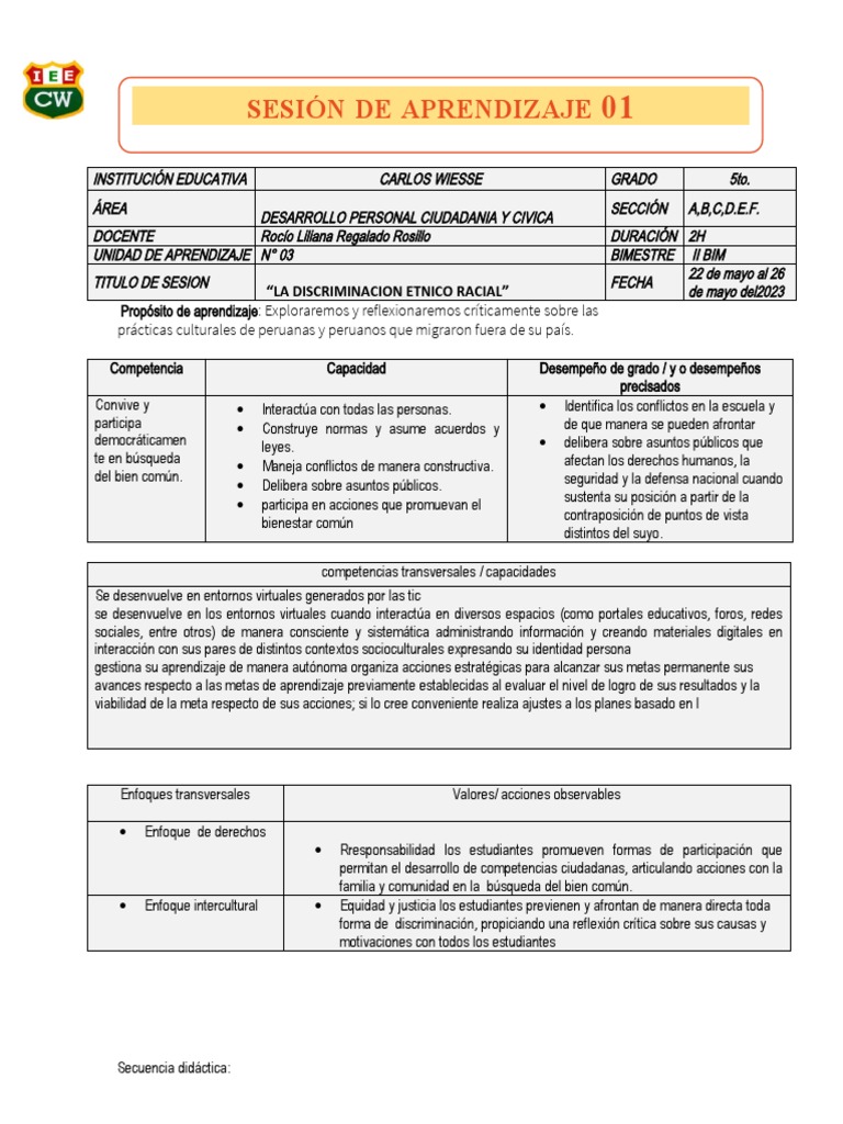 Sesiones de DPCC Del 22 de Mayo | PDF | Aprendizaje | Discriminación