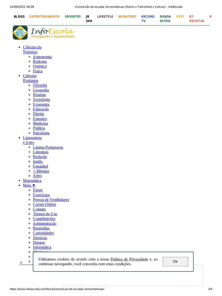 Conversão de Escalas Termométricas (Kelvin X Fahrenheit X Celsius ...