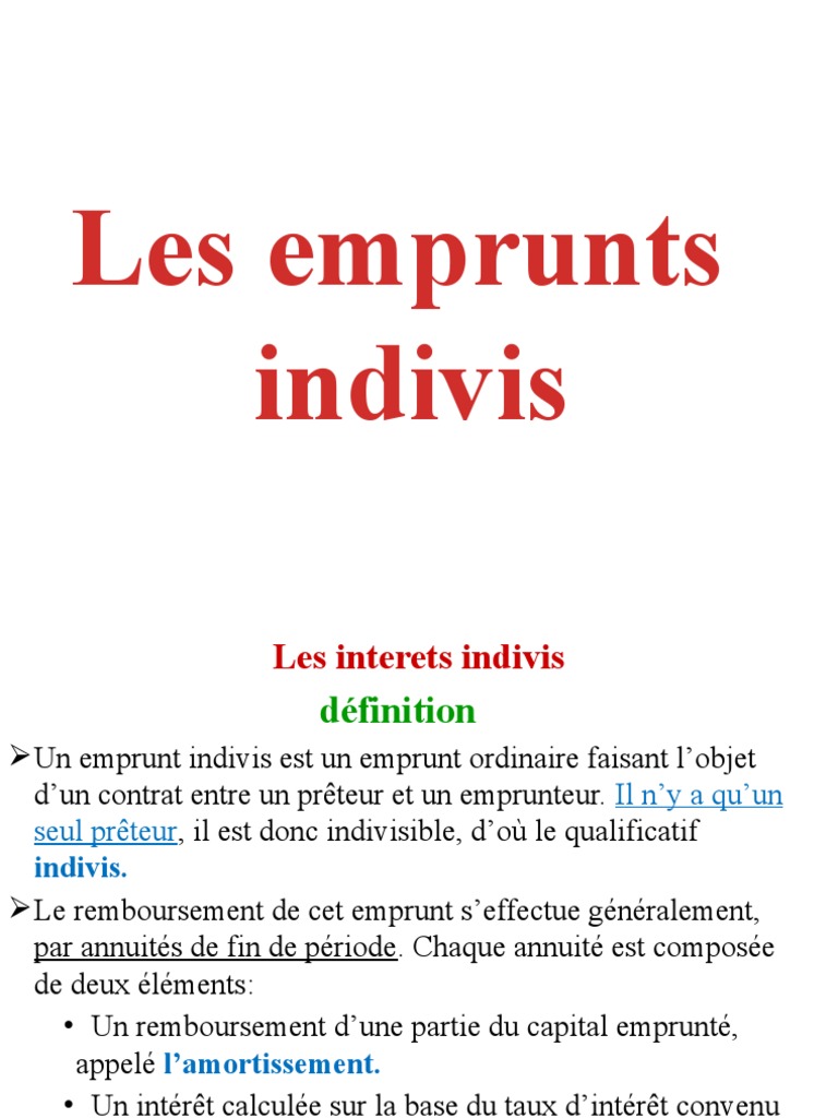 6.emprunts Indivis | PDF | Prêts | Finance et gestion monétaire