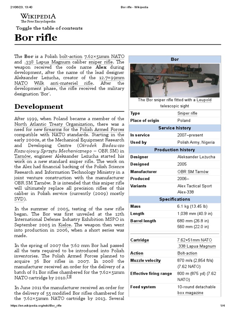 Bor Rifle - Wikipedia | PDF | Ballistics | Firearms