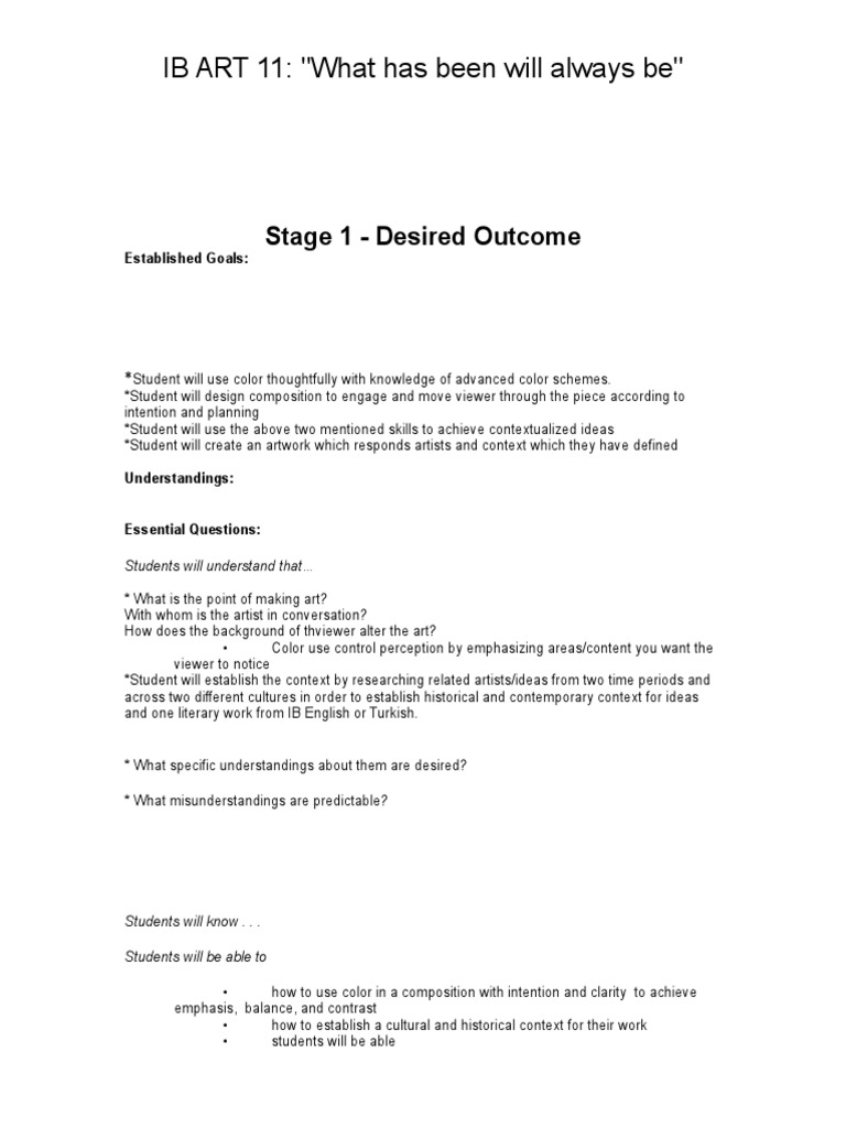 IB 11 ART Painting Unit Plan | PDF