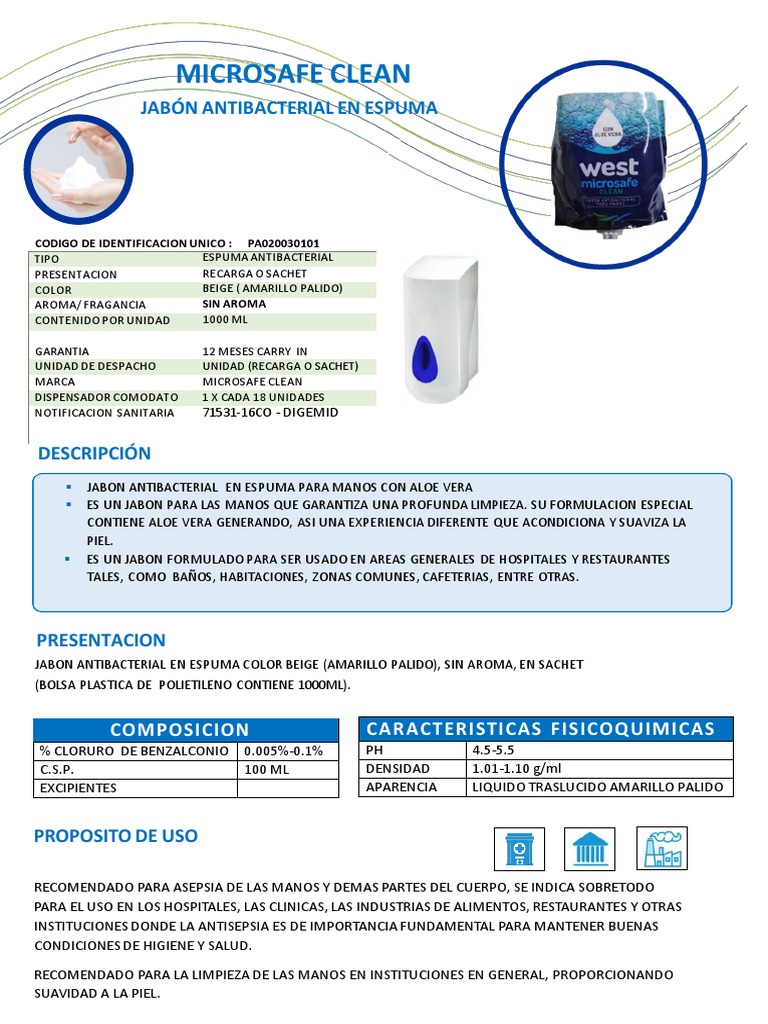 Microsafe - Clean - Sin Aroma - 1000 ML | PDF | Agua | Química