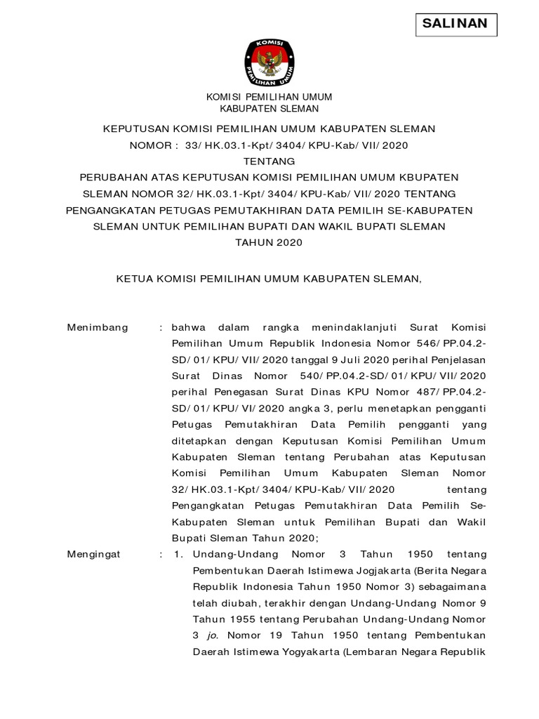 33 SK Ketua 2020 PERUBAHAN PENGANGKATAN PPDP | PDF