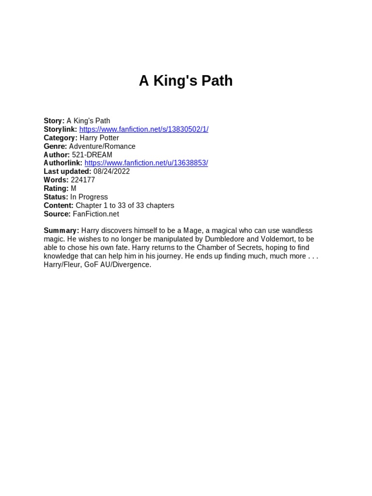 521-Dream - A King's Path | PDF | Harry Potter