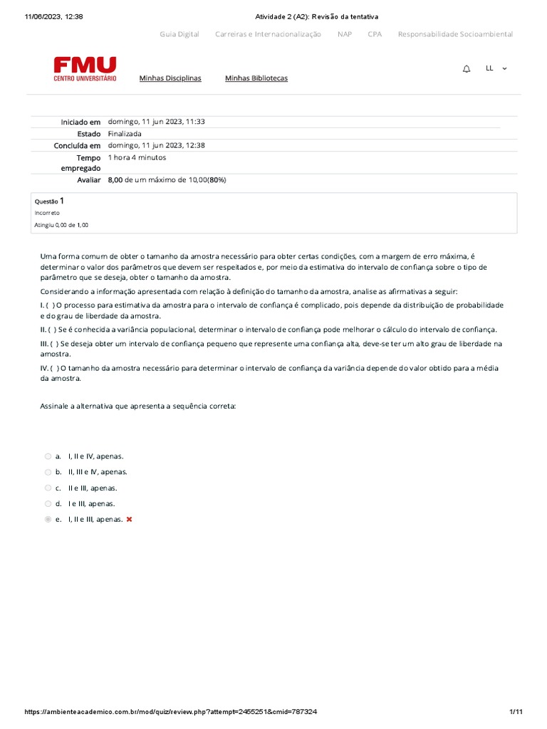 Atividade 2 (A2) - Revisão Da Tentativa | PDF