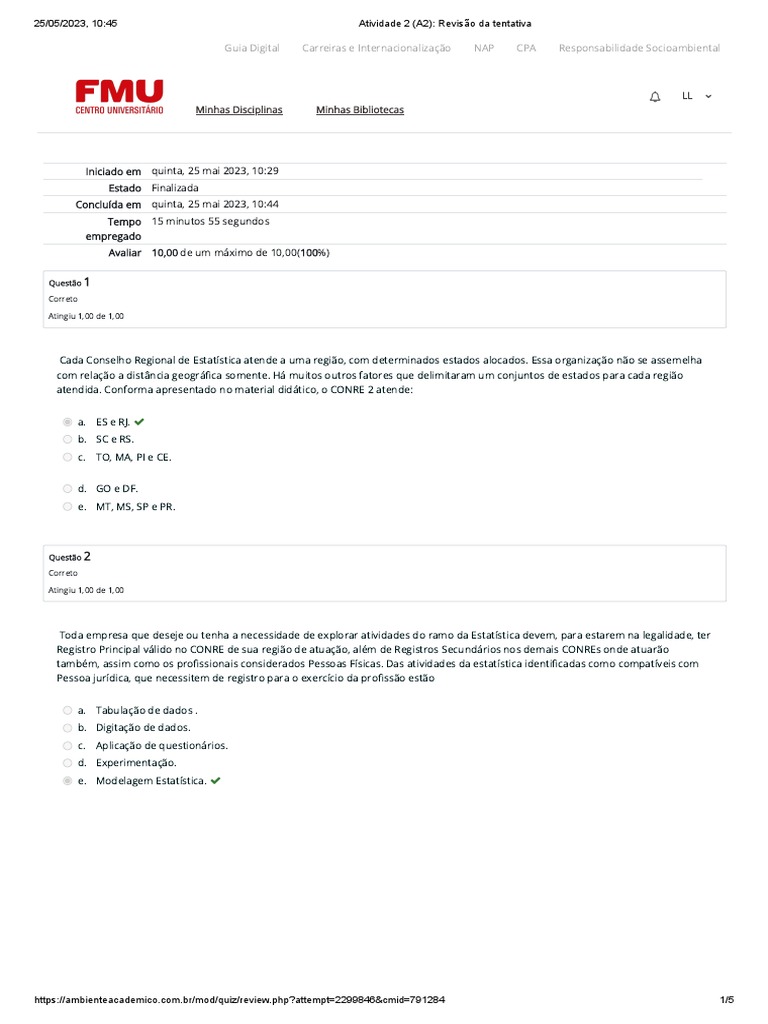 Atividade 2 (A2) - Revisão Da Tentativa | PDF | Diploma de bacharel | Engenharia