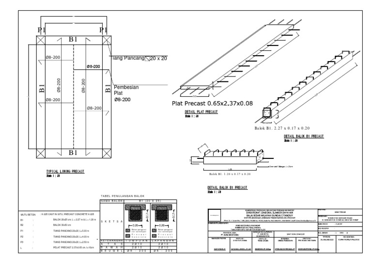 Detail Pembesian Balok Precast | PDF