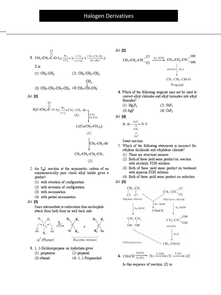 Halogen Derivatives and Organic Hydroxy Compounds | PDF | Ether ...