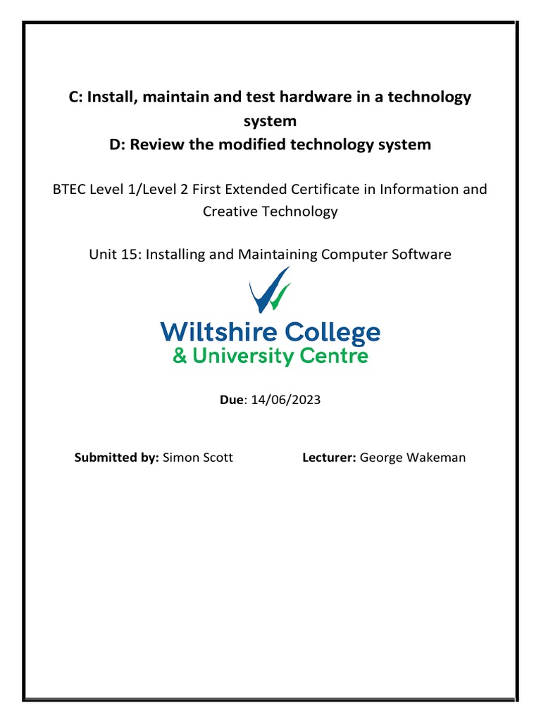 It - Unit 15 - Assignment 3 Template | PDF | Installation (Computer ...