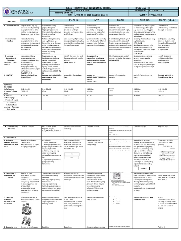 All Subjects 2 q4 w7 Day 1 1 | PDF
