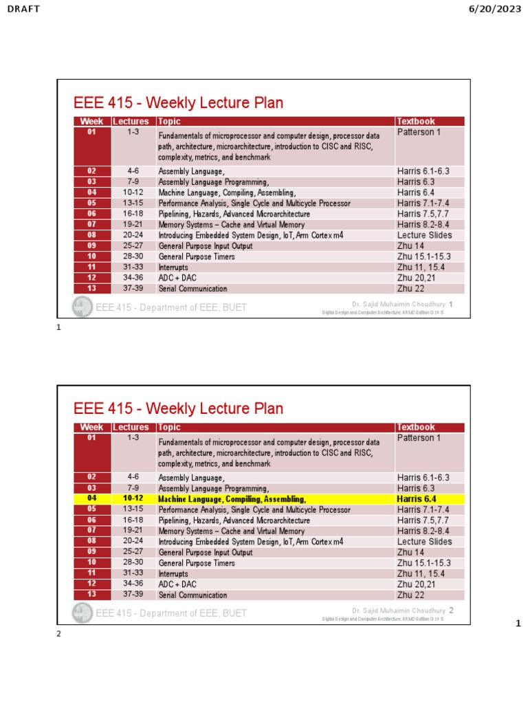 EEE415 Week04 Machine Language | PDF | Central Processing Unit | Computer Science