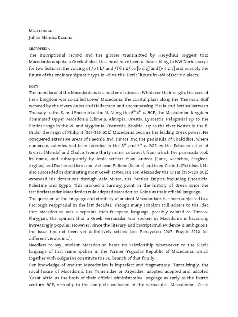 MACEDONIAN - Julián Víctor Méndez Dosuna | PDF | History | Classics